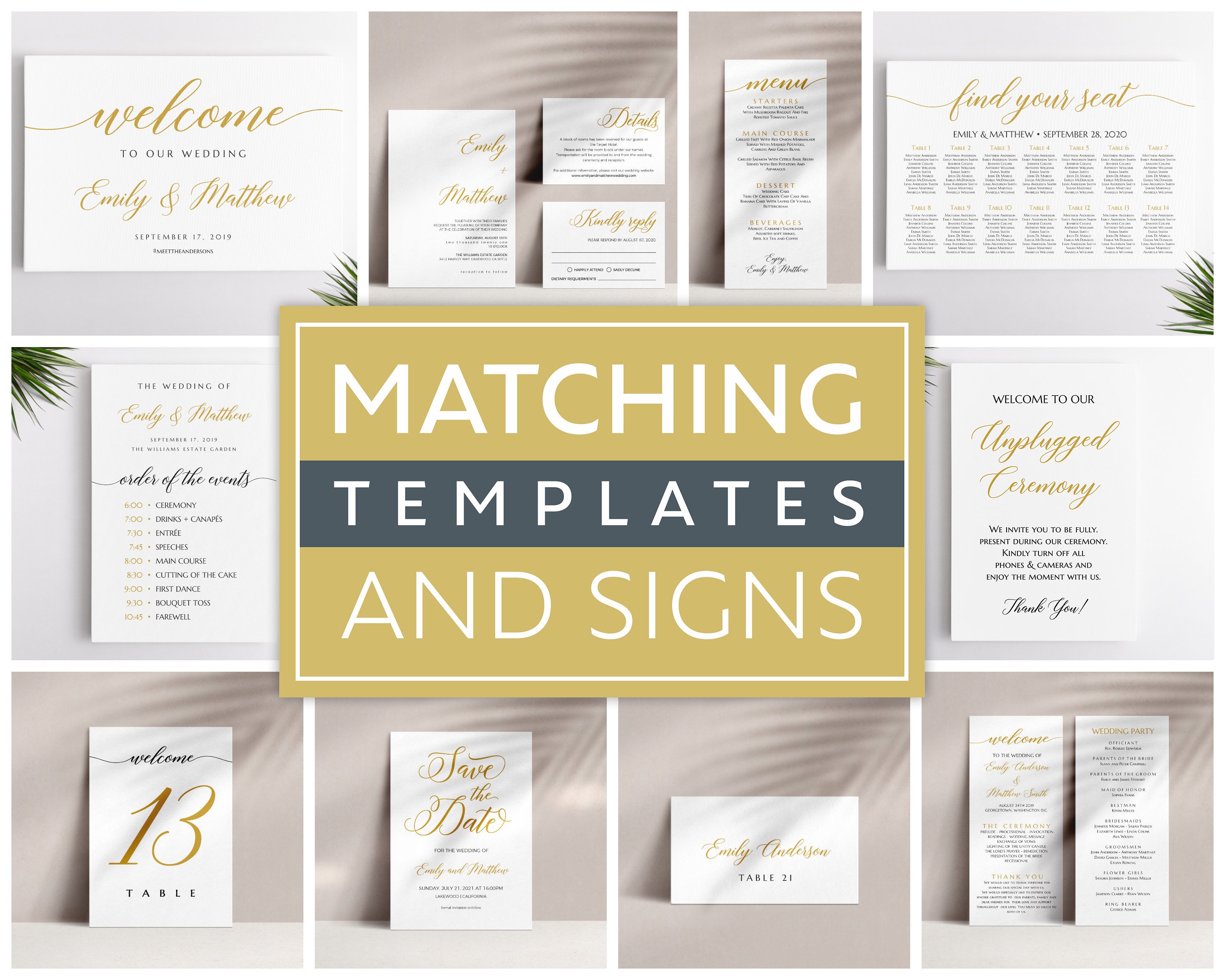 Wedding Program Template Gold Program Template Wedding - Etsy