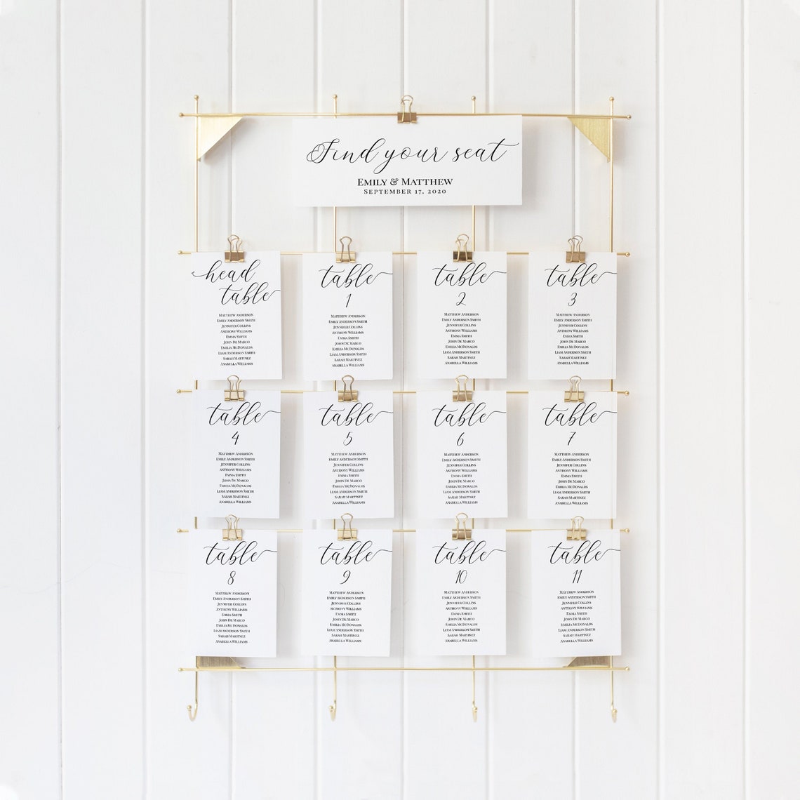 Calligraphy Script Wedding Seating Chart Template Seating - Etsy