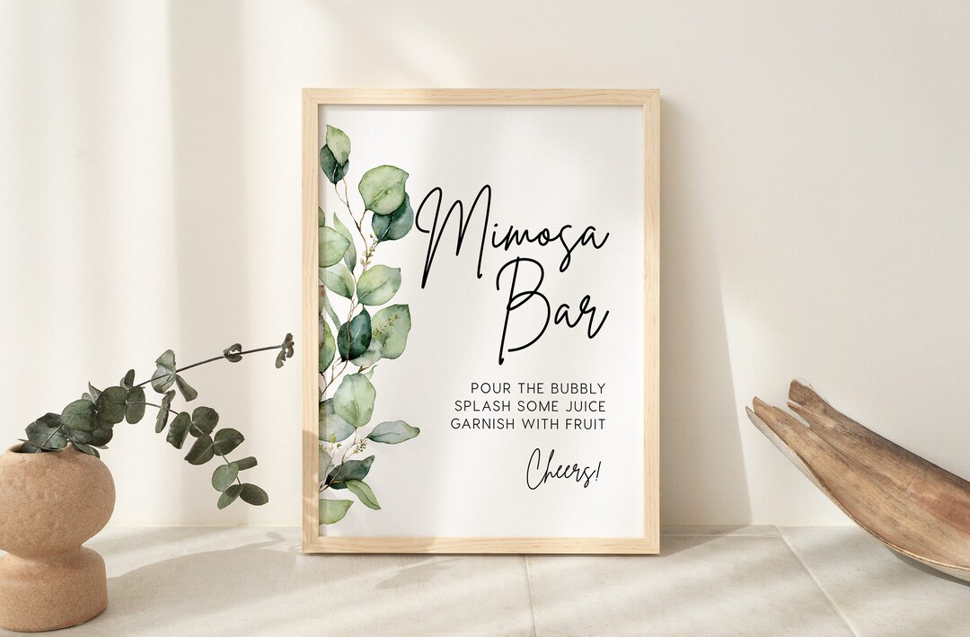 Mimosa Bar Sign, Floral Boho Mimosa Bar Sign, Bridal Shower Sign ...