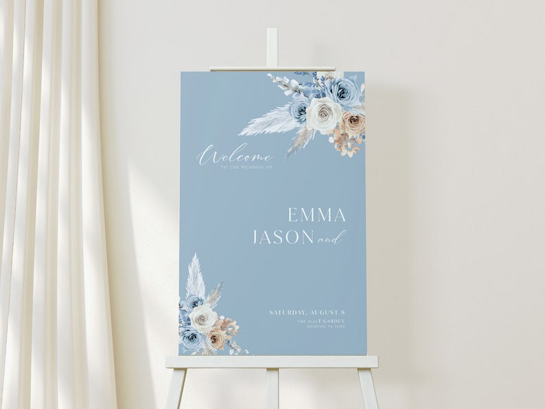 Wedding Welcome Sign Blue Welcome Sign Dusty Blue Wedding - Etsy
