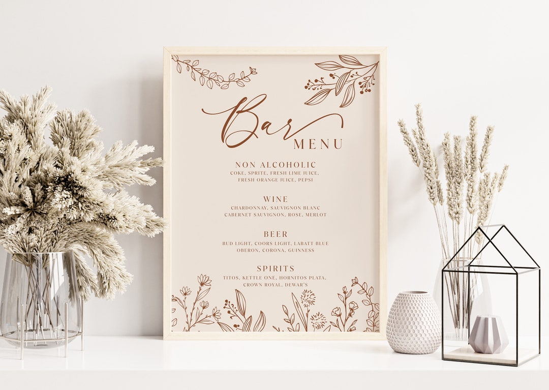 Bar Sign Template, Bar Sign Wedding, Wedding Table Sign Template ...