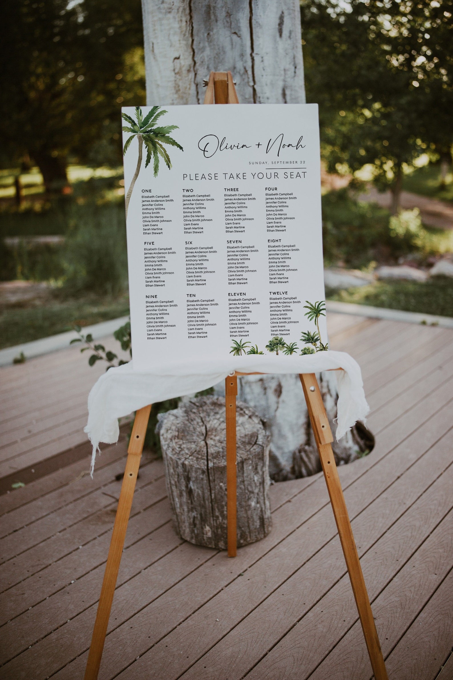 Seating Chart Wedding Tropical Palms Seating Chart Tropical - Etsy
