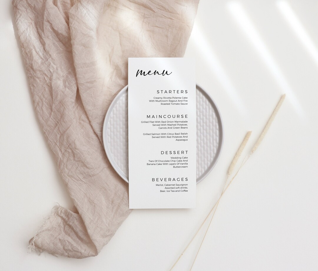 Boho Menu Template, Wedding Dinner Menu Template, Menu Template Instant ...