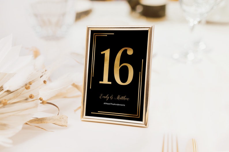 Black Table Numbers Wedding Table Numbers Template Gold - Etsy