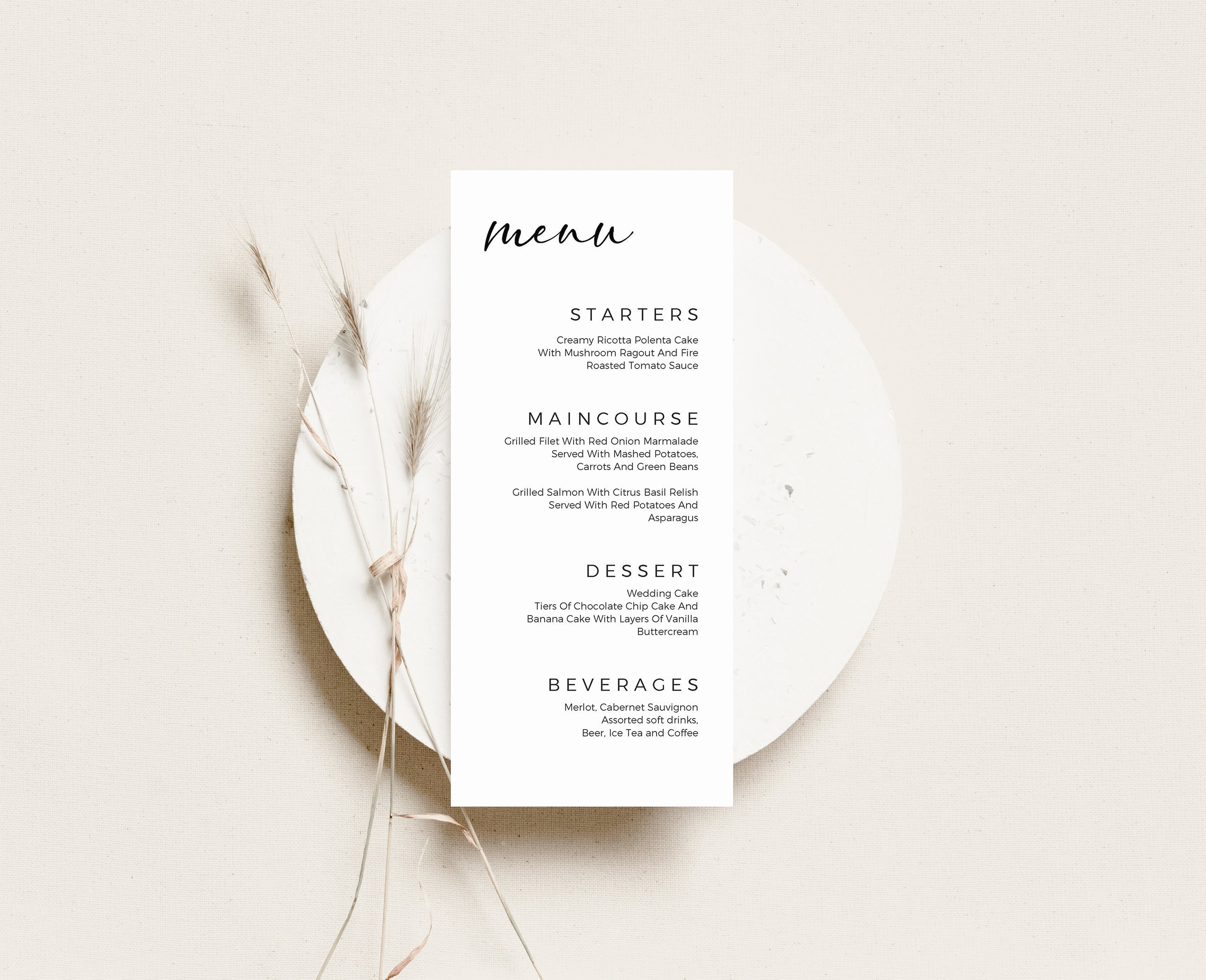 Boho Menu Template Wedding Dinner Menu Template Menu - Etsy