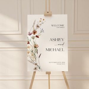 Wedding Welcome Sign Boho, Wedding Welcome Sign, Welcome Sign Floral ...