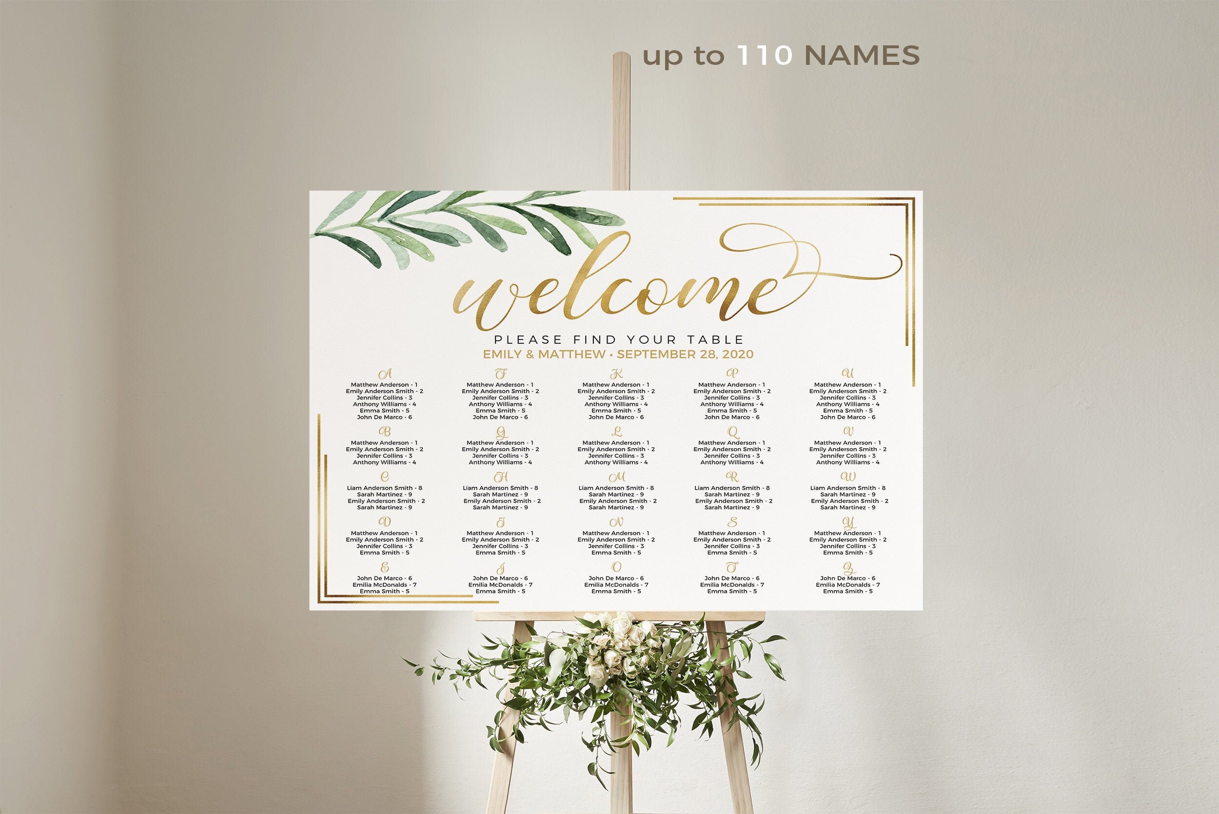 Seating Chart Wedding Seating Chart Alphabetical Wedding - Etsy