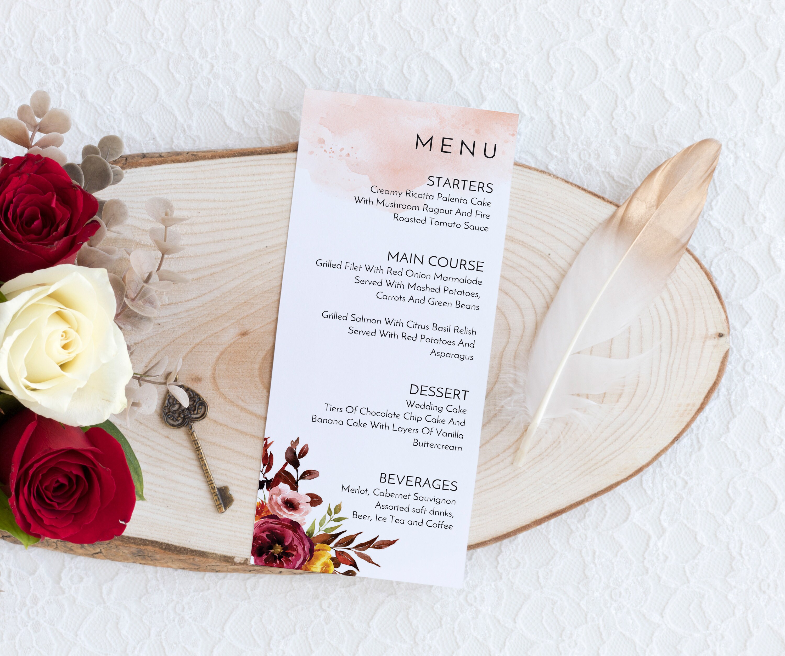 Menu Template Wedding Menu Card Autumn Fall Wedding Menu - Etsy