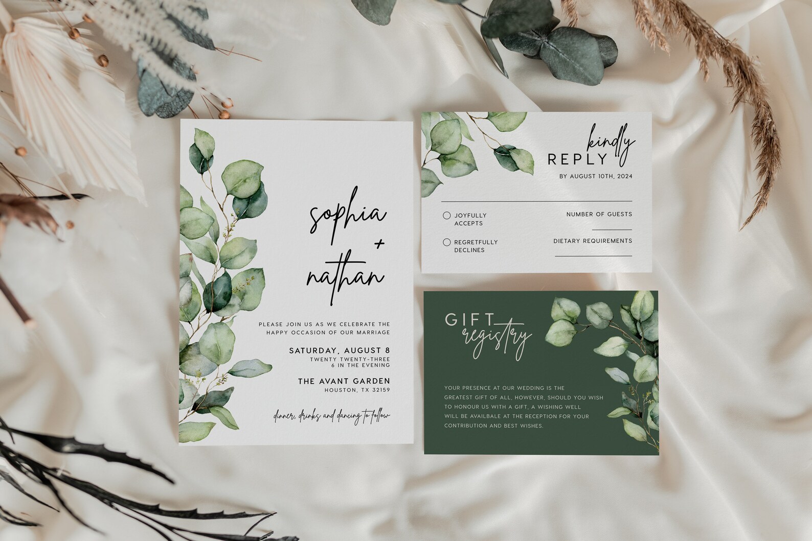 Wedding Invitation Template Greenery Wedding Invitation Set - Etsy