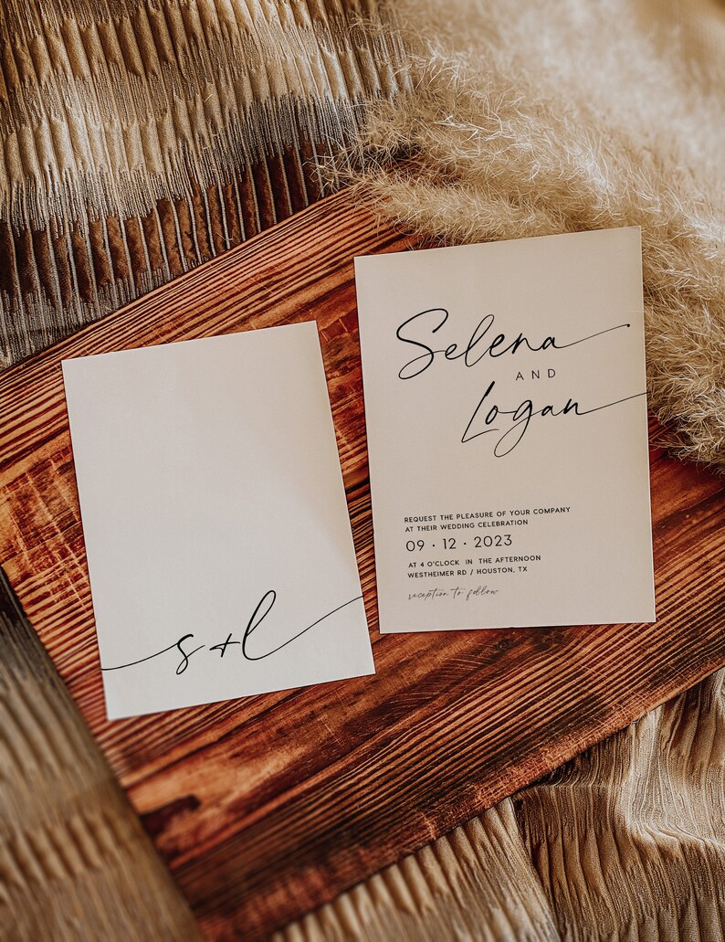 Minimalist Invitation Set Wedding Invitation Templale | Etsy