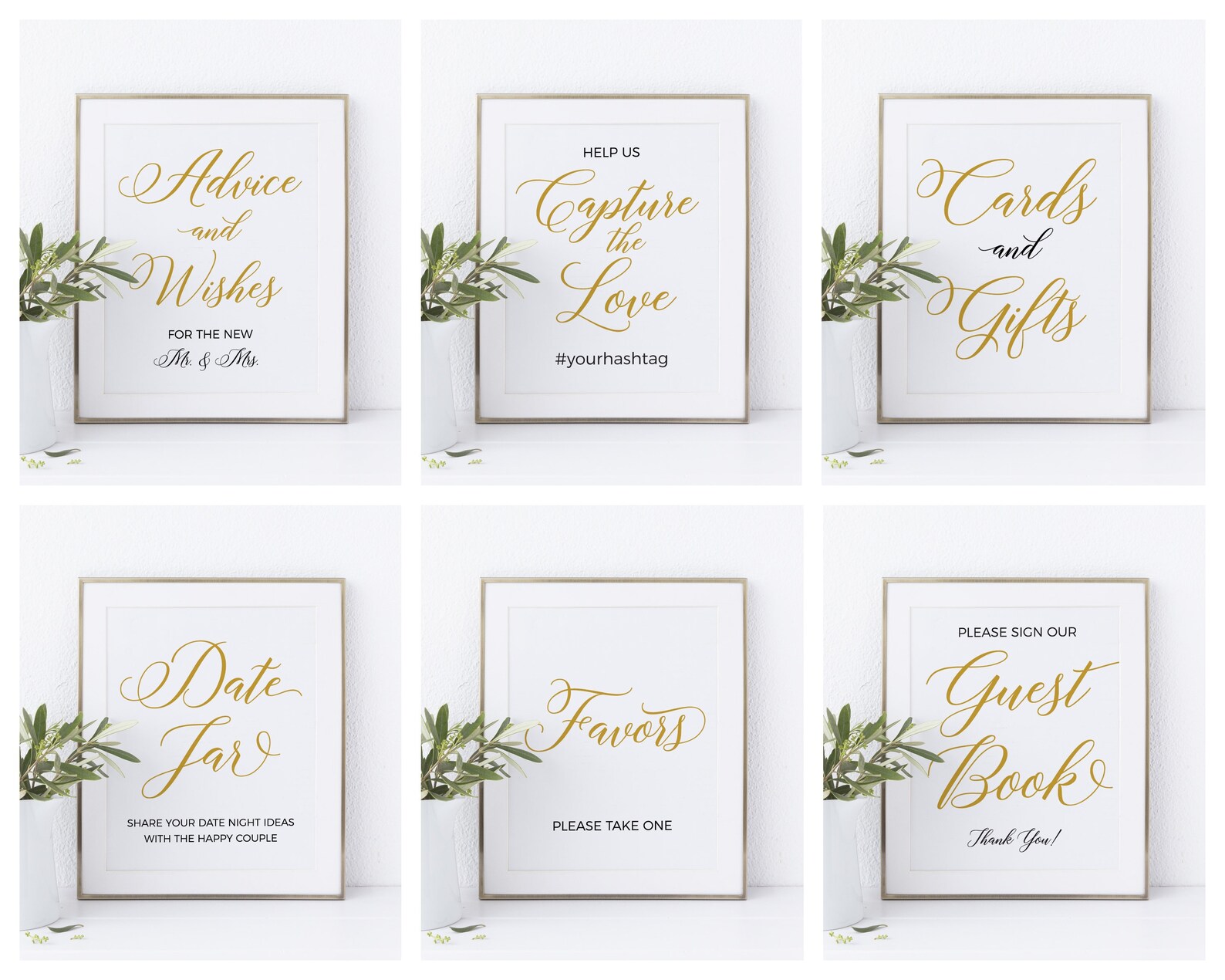 Wedding Sign Bundle 12 Wedding Signs Templates Gold Signs - Etsy