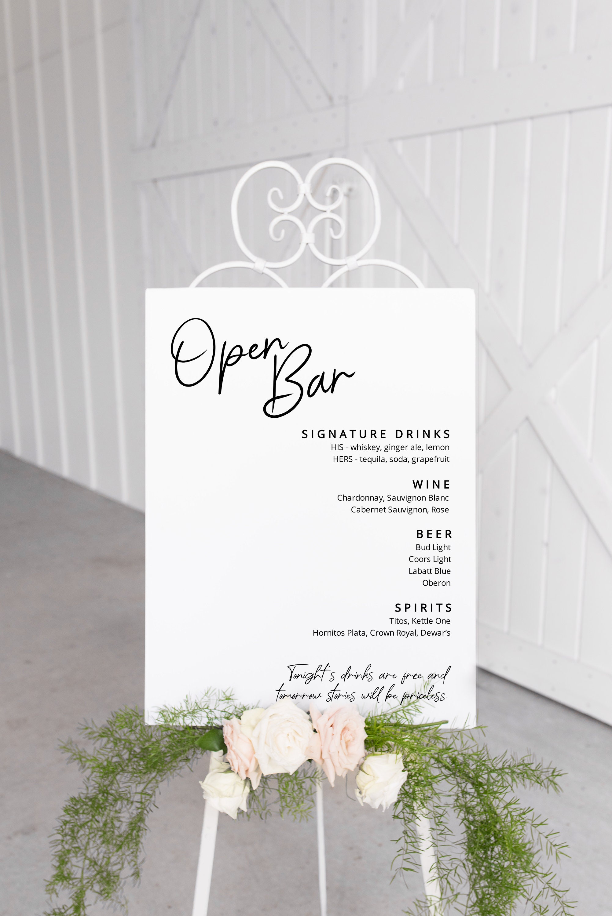 Open Bar sign Large wedding bar sign MIN020VSD | Etsy