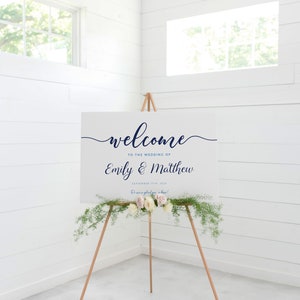 Navy Welcome Sign Template, Simple Modern Wedding Welcome Sign navy019 ...