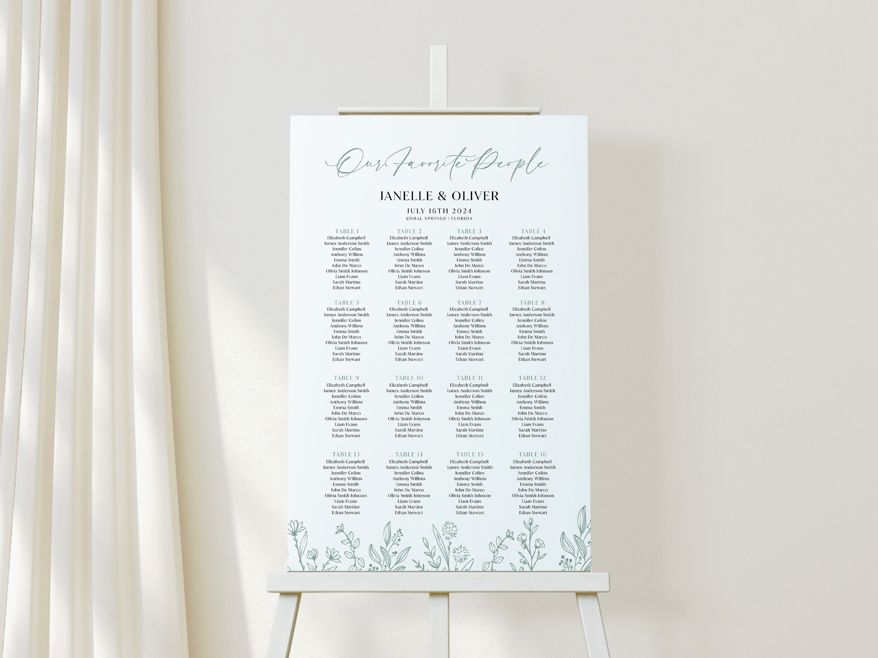 Seating Chart Sign Wedding Seating Chart Template Sage Green - Etsy