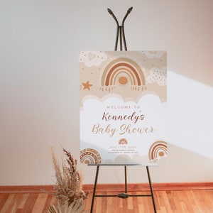 Rainbow Welcome Sign, Baby Shower Welcome Sign Template, Neutral Baby ...