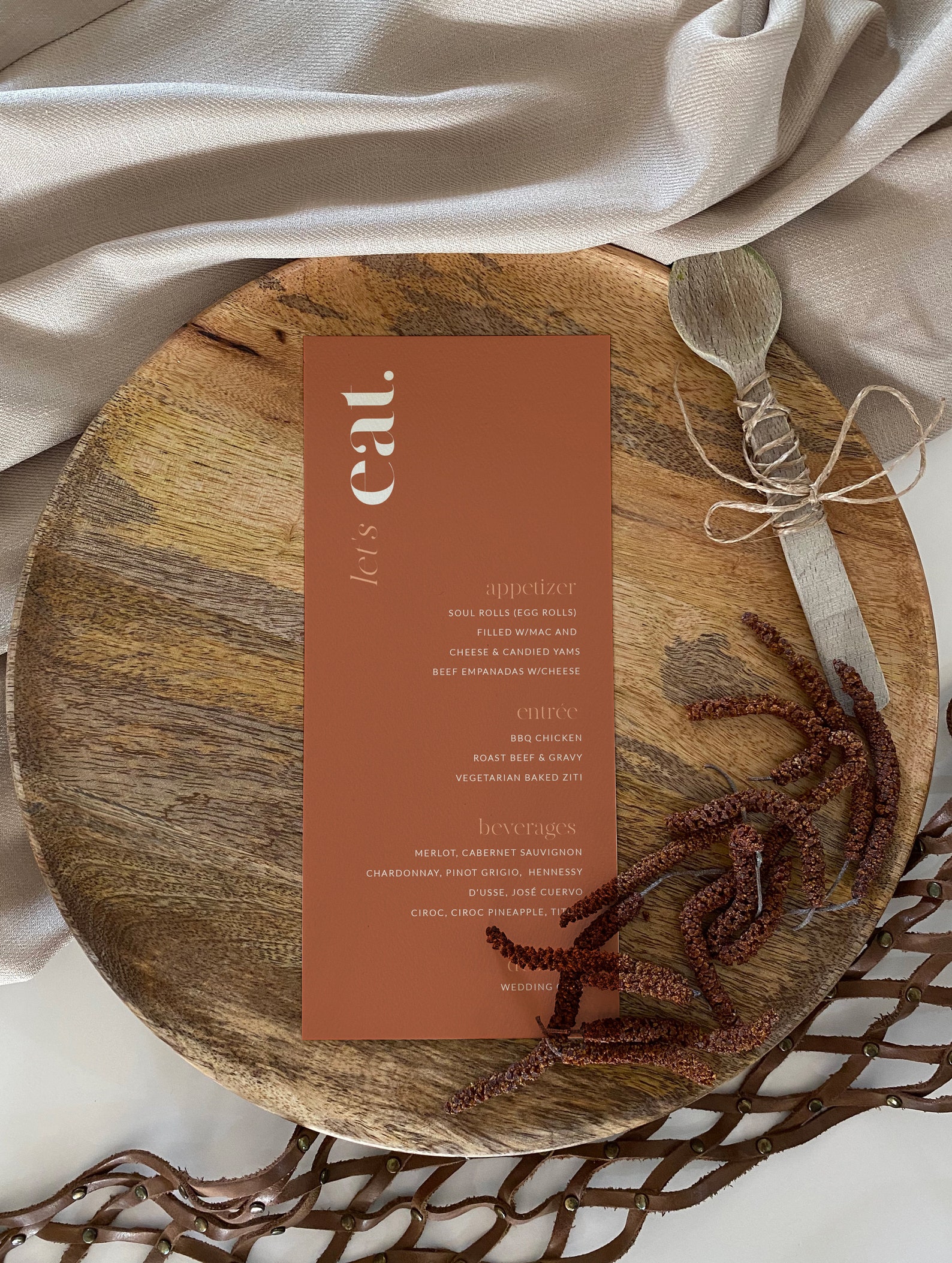 Earthy Menu Template Wedding Menu Instant Download Menu - Etsy