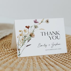 Boho Thank You Card, Thank You Card Template, Wedding Thank You Cards ...