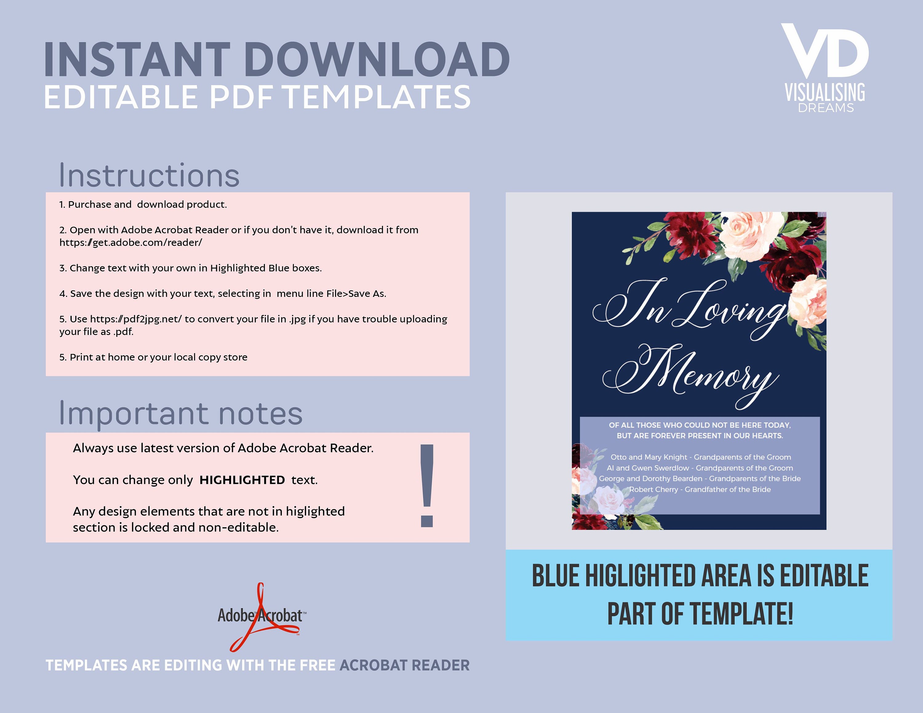 In Loving Memory Sign In Memory of sign Navy burgundy | Etsy