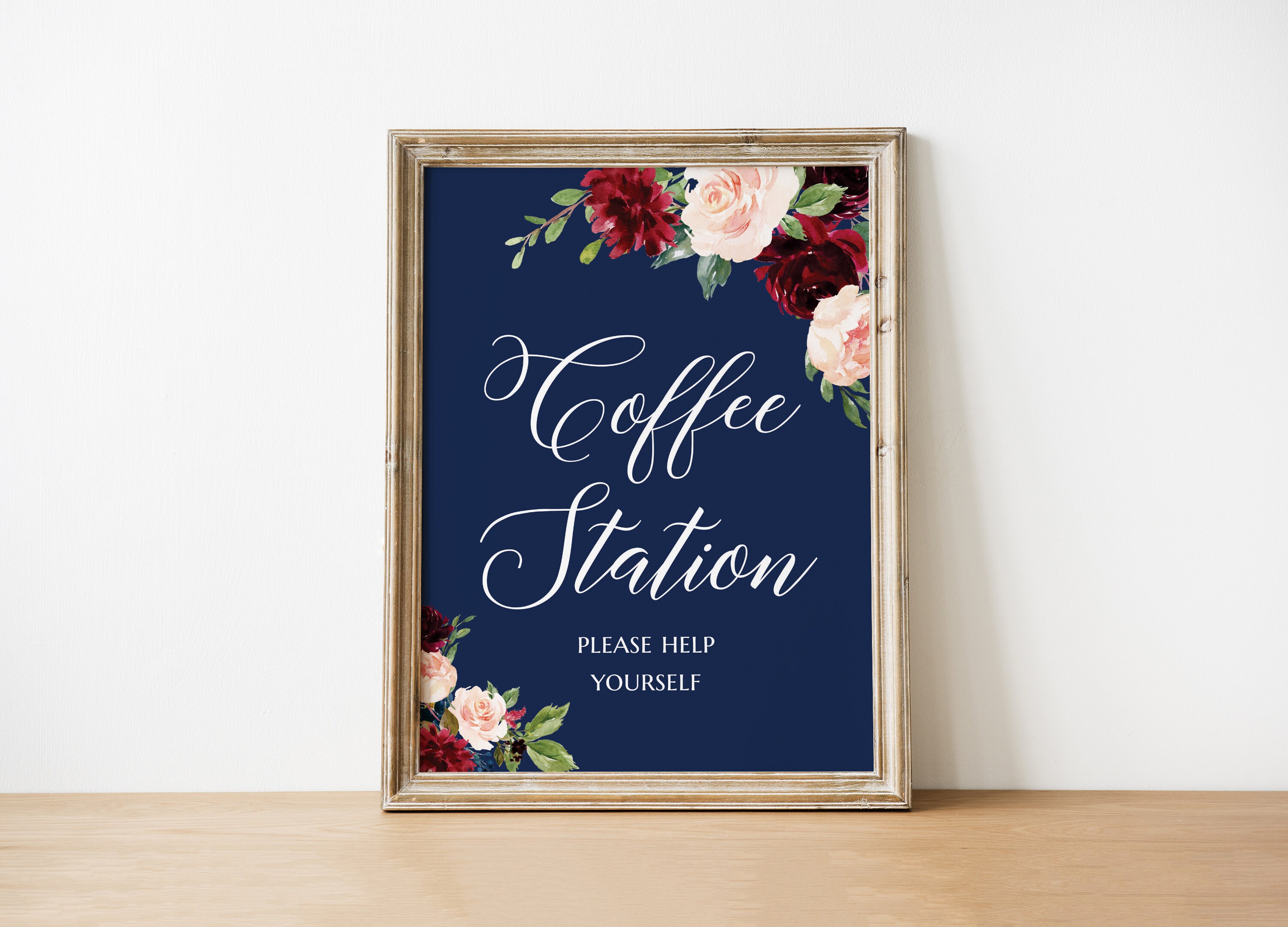 Coffee Station Sign Wedding Coffee Station Navy Burgundy | Etsy