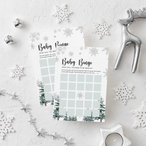 Baby Bingo Game, Baby Shower Bingo Game Template, Winter Baby Shower ...