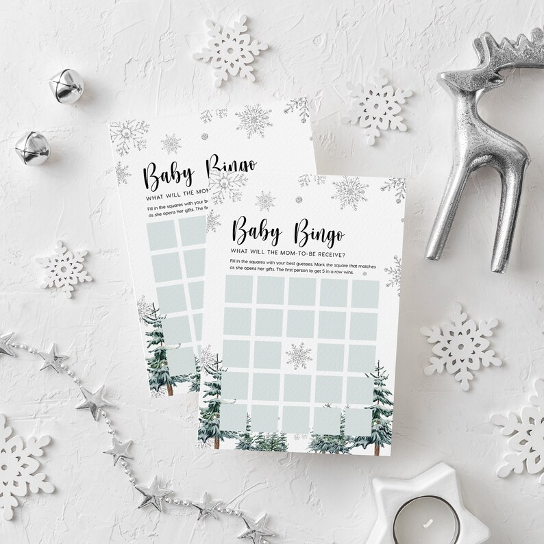 Baby Bingo Game Baby Shower Bingo Game Template Winter Baby - Etsy