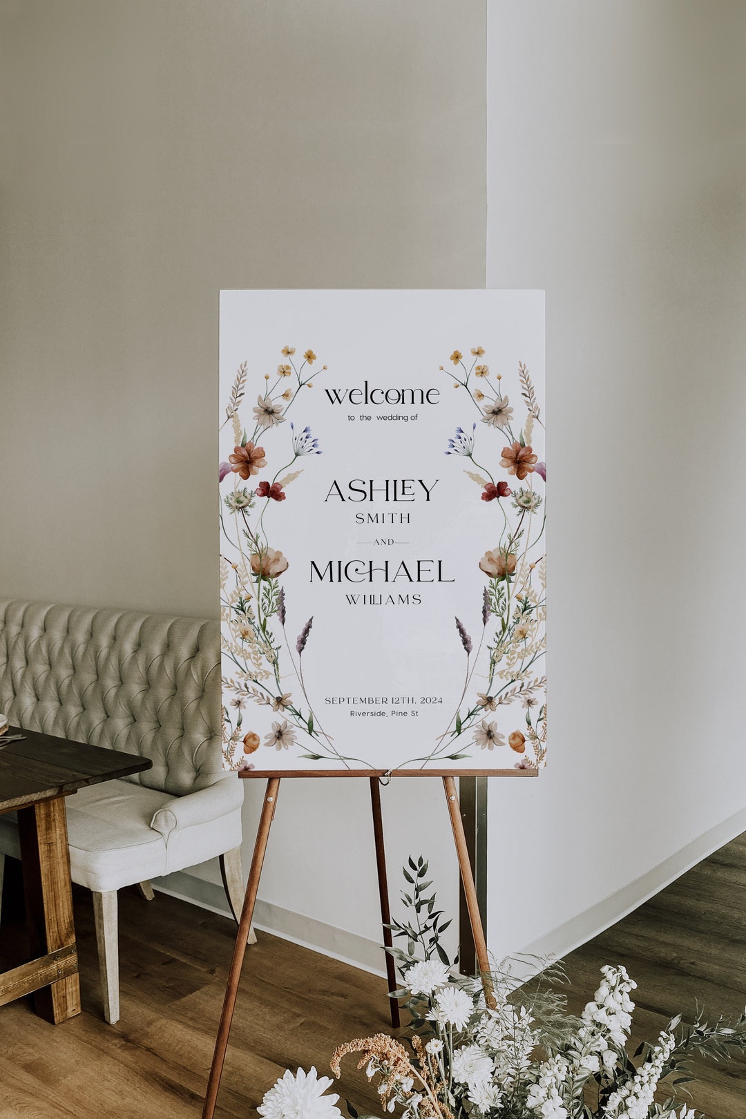 Welcome Sign Template, Wedding Welcome Sign, Floral Wedding Welcome ...