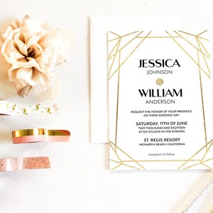 Gold Geometric Wedding Invitation Template Gold Foil Printable ...