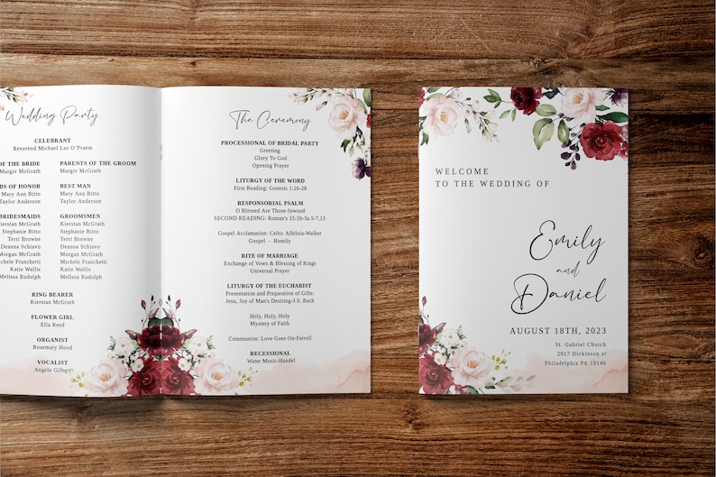 Bifold Wedding Program Program Template Wedding Program - Etsy