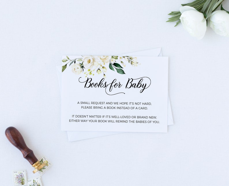 Baby Shower Books for Baby Card Template Printable With | Etsy