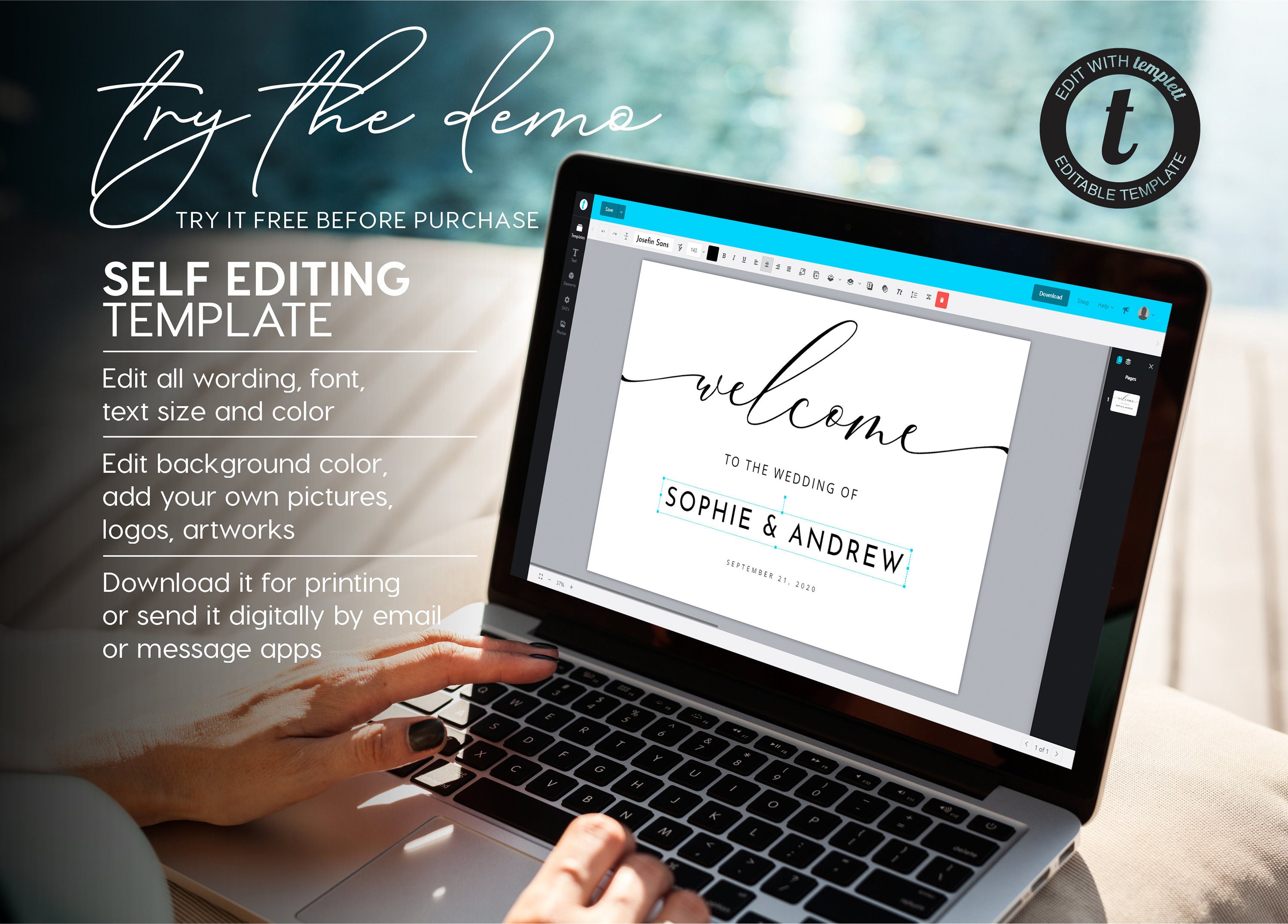 Welcome Wedding Sign With Minimalist Cursive Font Instant - Etsy