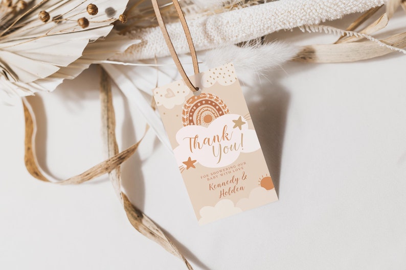 Rainbow Thank You Tag Rainbow Gift Tag Template Boho Rainbow - Etsy