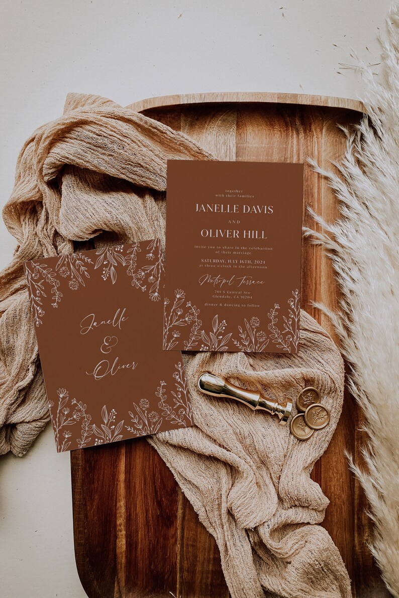 Earthy Wedding Invitations Wildflower Wedding Invitations - Etsy