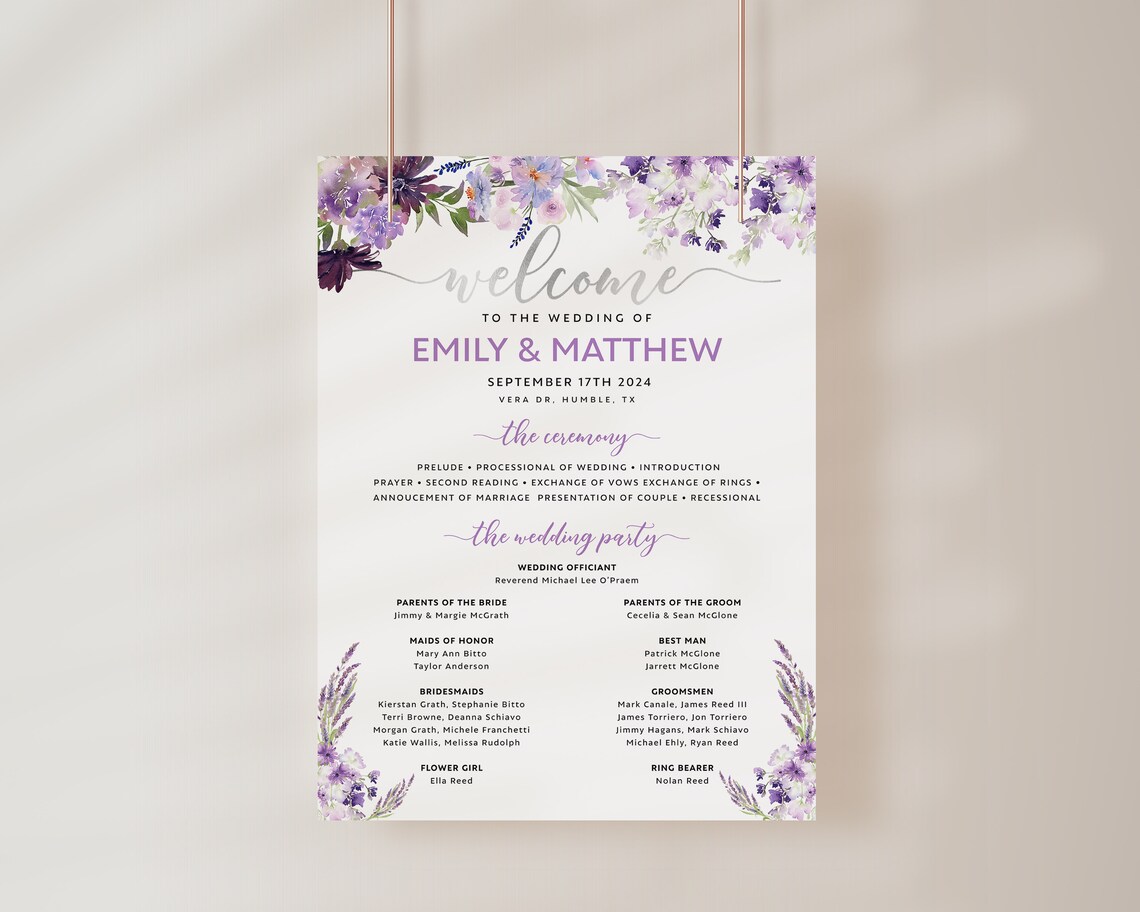 Wedding Program Sign Template Wedding Ceremony Sign - Etsy