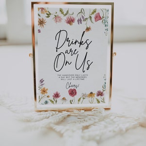 Drinks Are on Us Sign, Open Bar Sign, Wedding Bar Sign, Wedding Sign ...