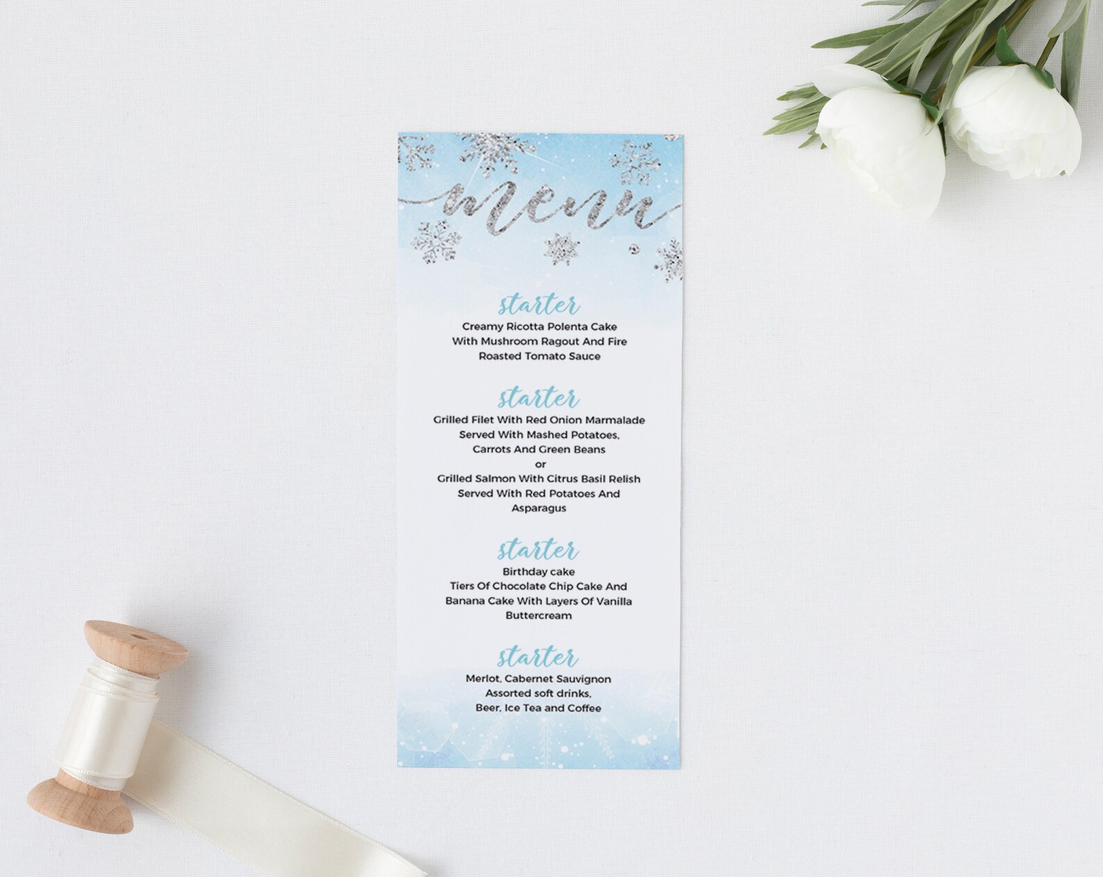 Menu Template Winter Wonderland Menu Snowflake Menu - Etsy