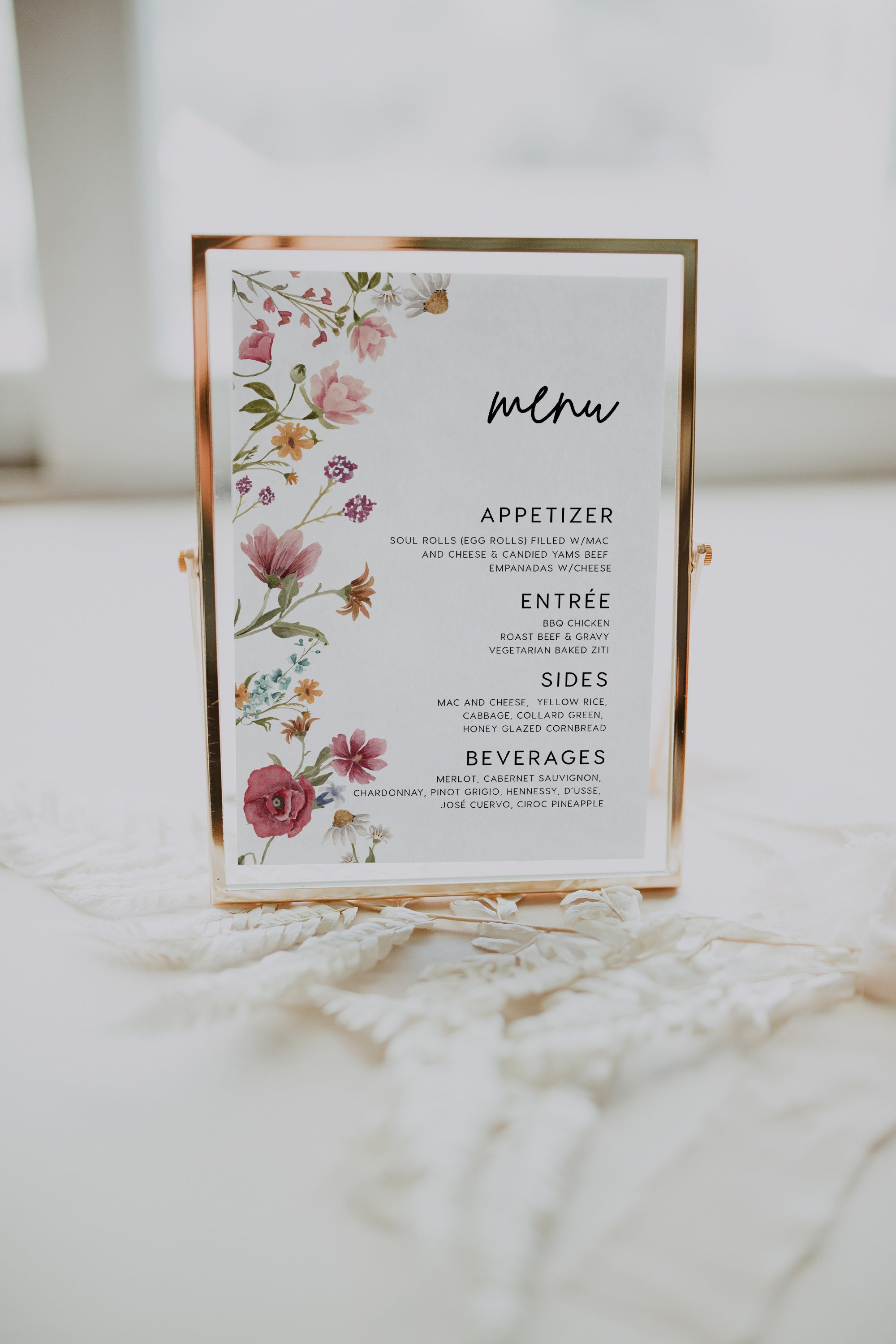 Floral Menu Sign Wedding Menu Sign Menu Template Boho - Etsy