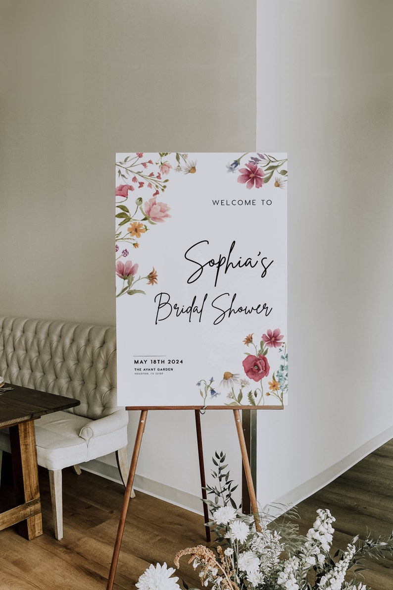 Floral Welcome Sign Wildflower Welcome Sign Bridal Shower - Etsy