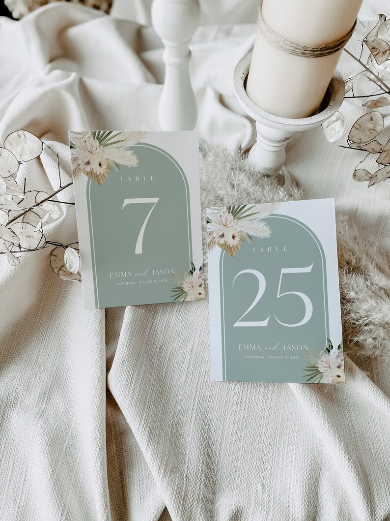 Sage Table Number Boho Wedding Table Number Wedding Table - Etsy