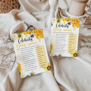 Celebrity's Baby Names Game Baby Shower Game Honey Bee - Etsy