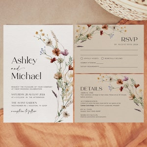 Boho Wedding Invitation Set, Wedding Invitation Bundle, Floral Wedding ...