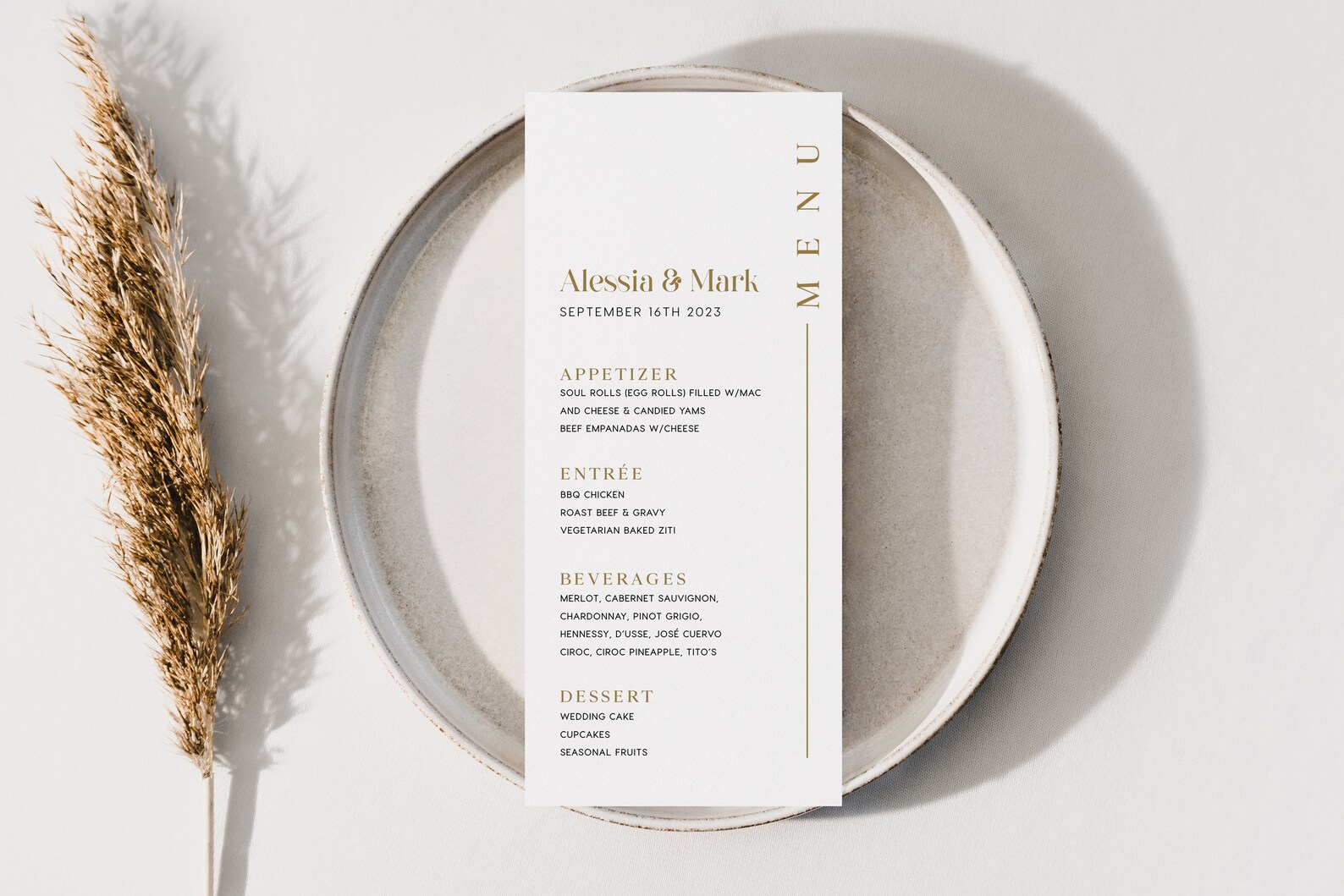 Menu Cards Gold Menu Template Wedding Menu Gold Wedding - Etsy