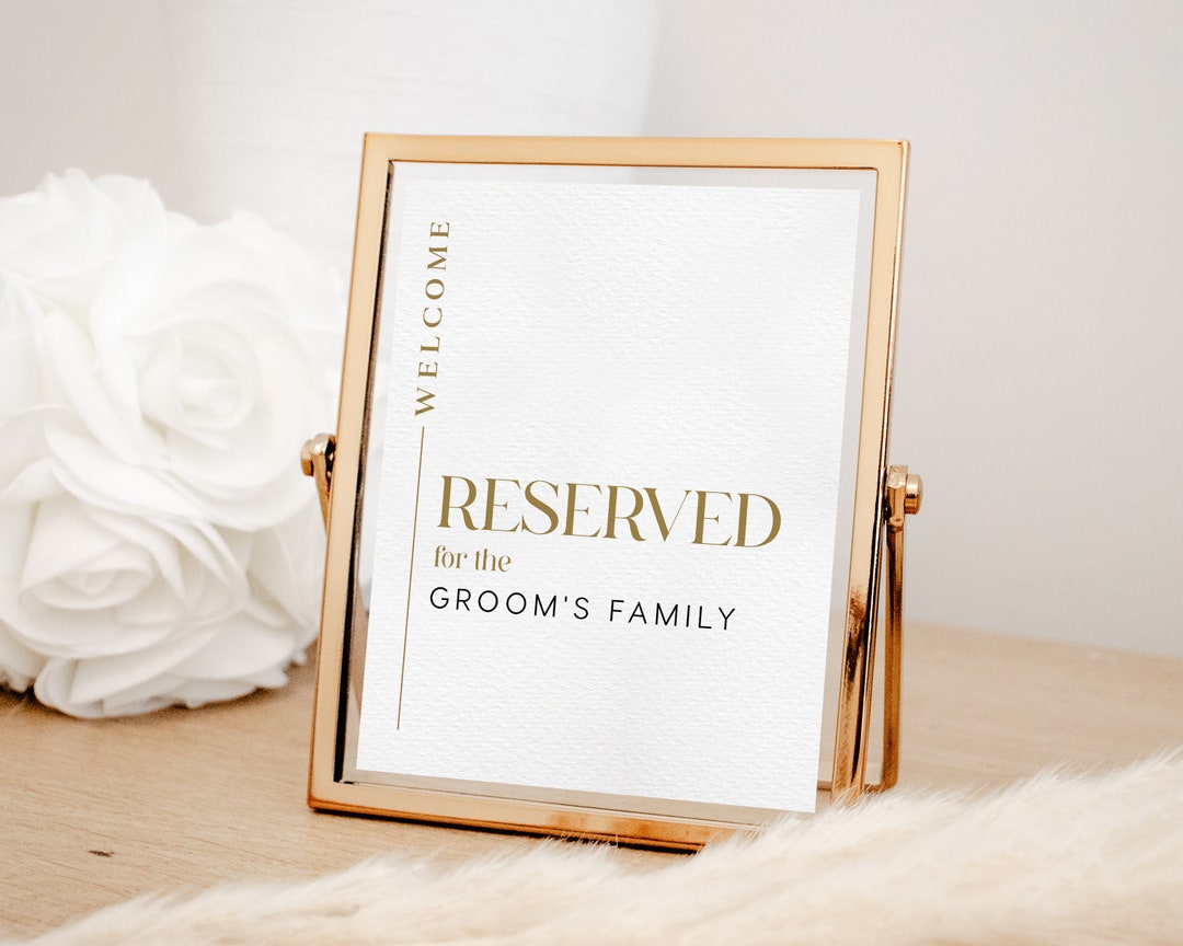 Reserved Sign, Gold Reserved Sign, Reserved Sign Template, Gold Wedding ...