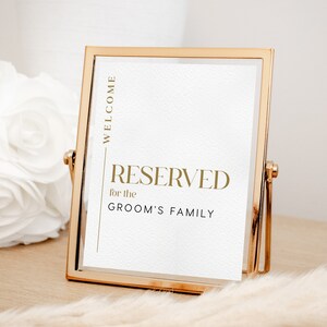 Reserved Sign, Gold Reserved Sign, Reserved Sign Template, Gold Wedding ...