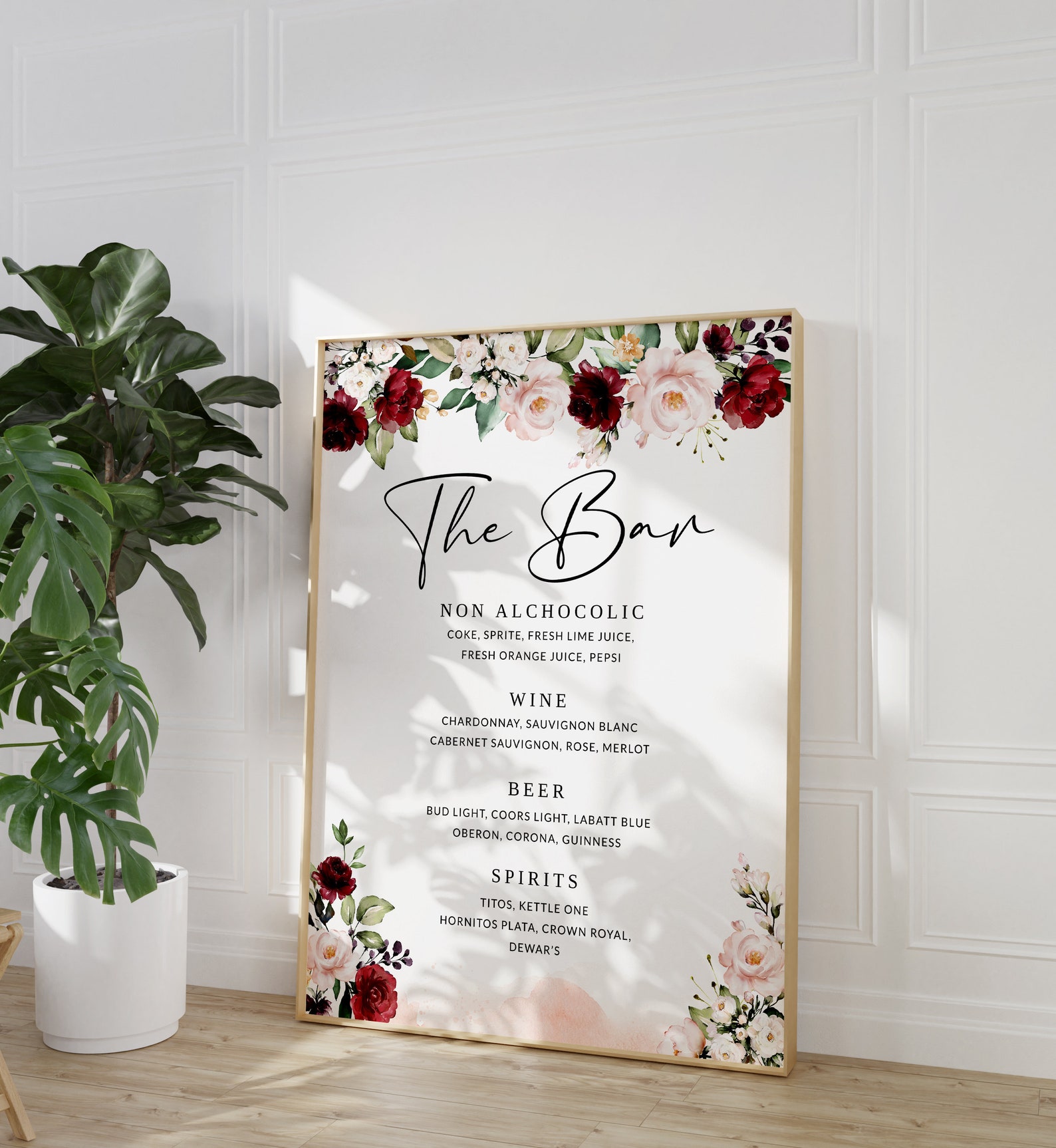 Bar Sign Template Wedding Bar Sign Drinks Menu Sign Bar | Etsy