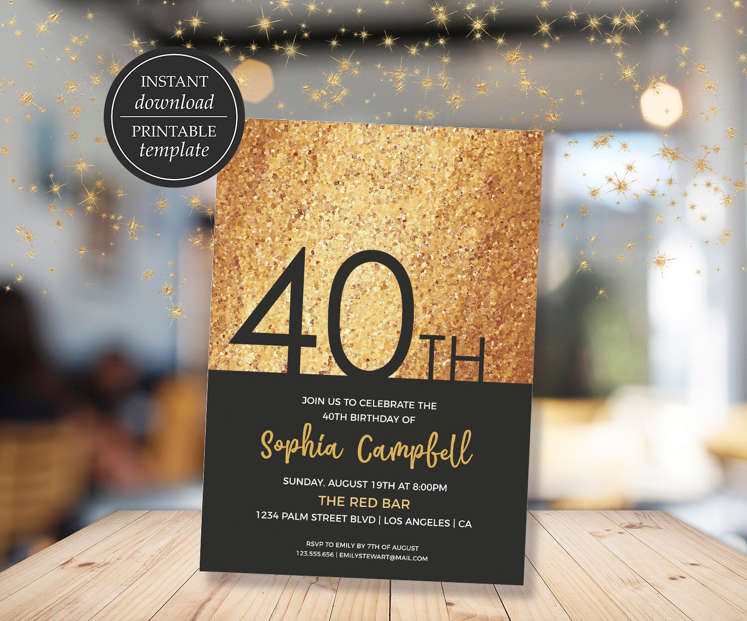 Birthday Invitation 40th Birthday Invitation Printable - Etsy