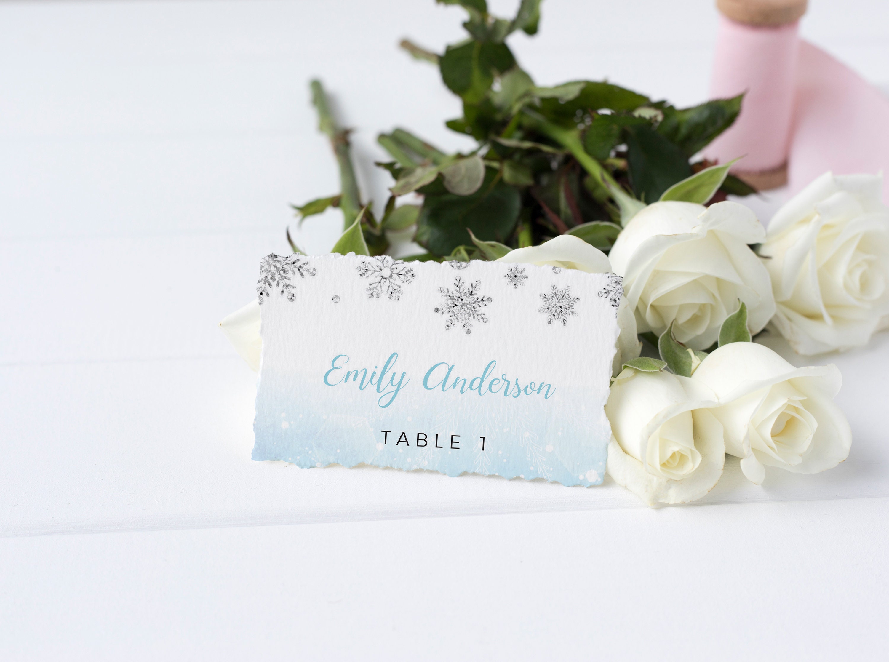 Place Cards Template Snowflake Place Cards Winter Wonderland - Etsy