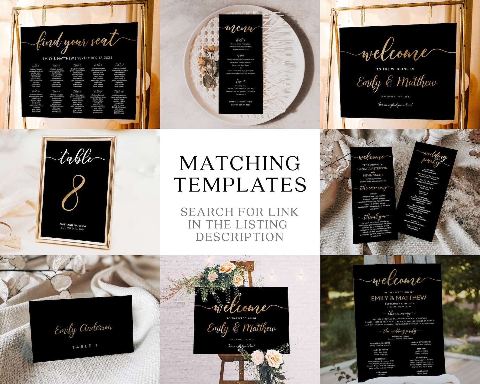 Black and Gold Menu Template Wedding Menu Template Menu - Etsy