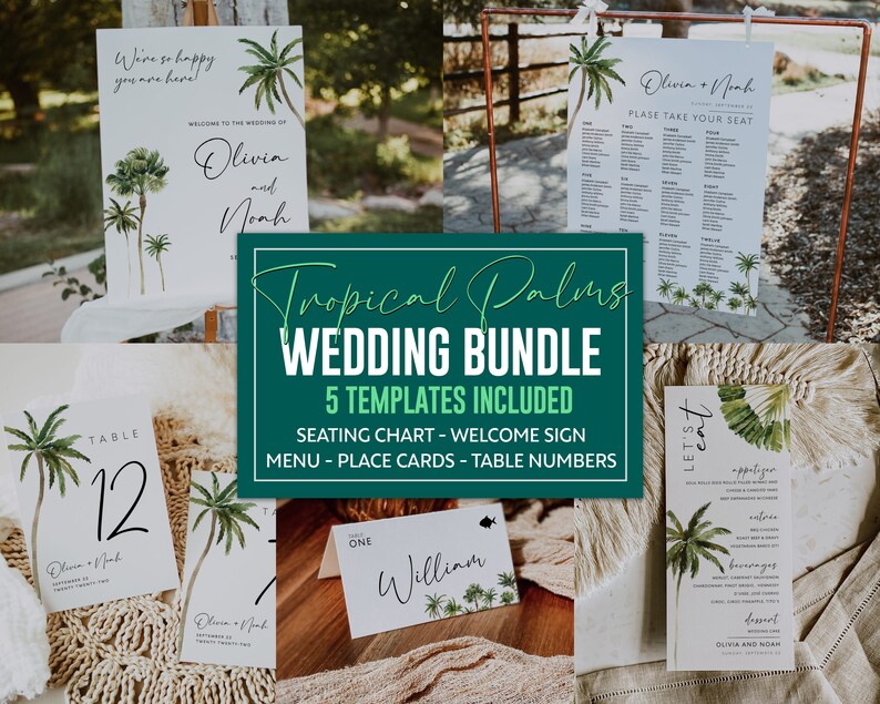 Seating Chart Wedding Tropical Palms Seating Chart Tropical - Etsy