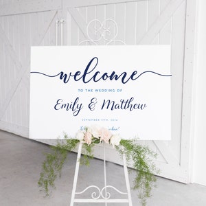 Navy Welcome Sign Template, Simple Modern Wedding Welcome Sign navy019 ...