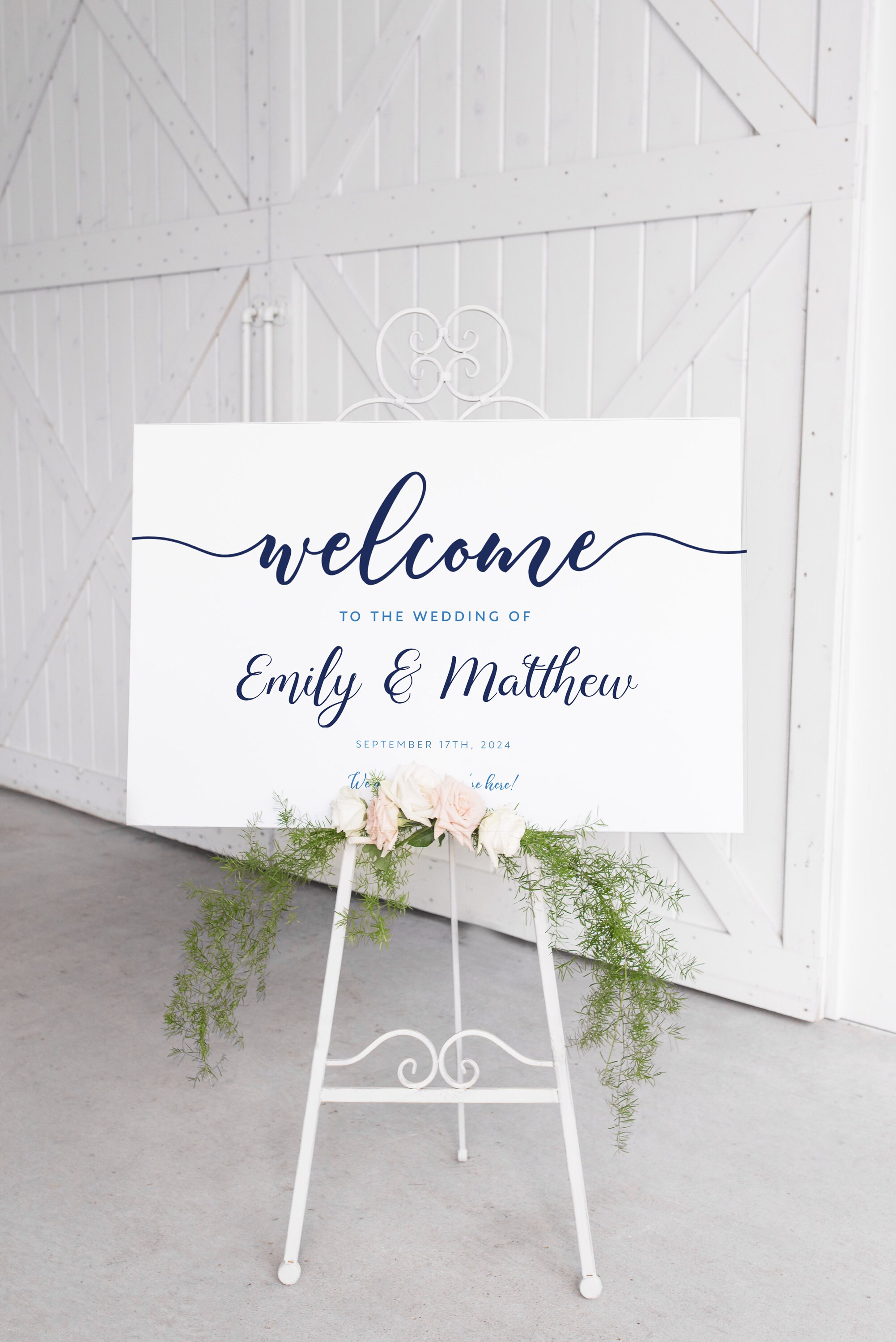 Navy Welcome Sign Template Simple Modern Wedding Welcome Sign - Etsy